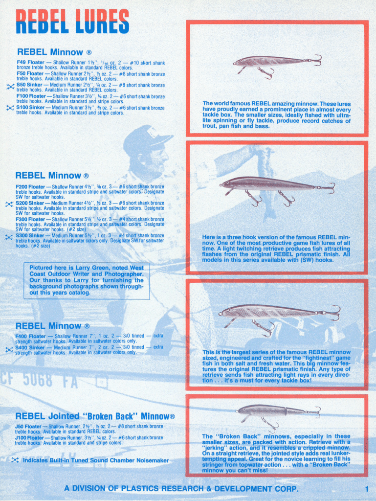 Rebel Lures Catalog 1975/76 - Bass Fishing Archives Bass Tackle Catalogs