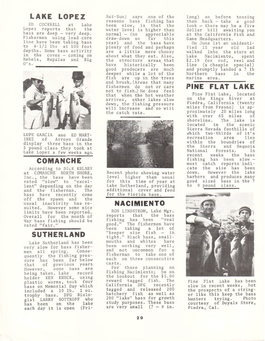 California Lunker Club June 1974 - Bass Fishing Archives Old Tournament ...