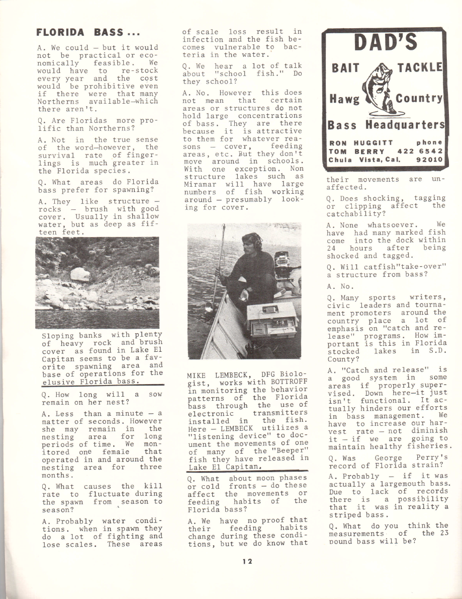 California Lunker Club June 1974 - Bass Fishing Archives Old Tournament ...