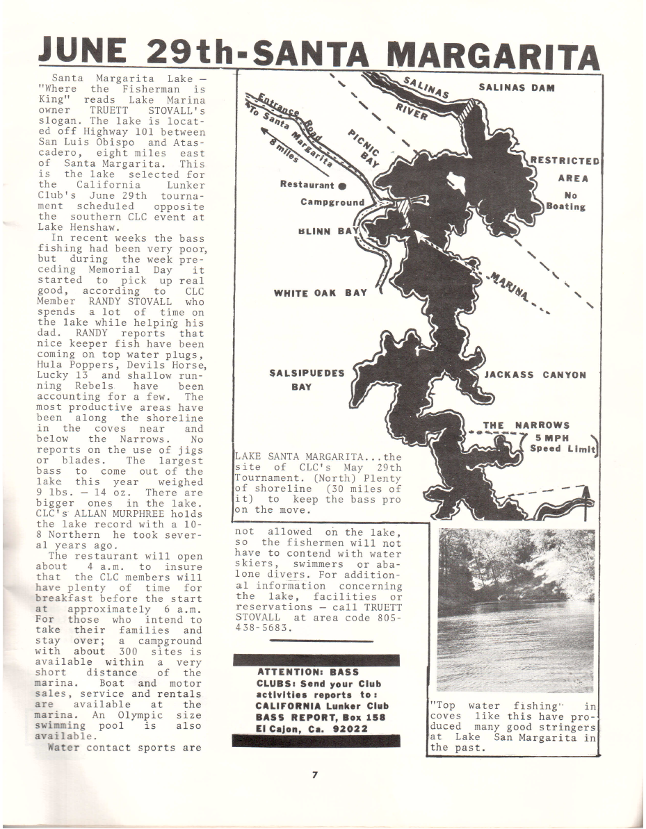 California Lunker Club June 1974 - Bass Fishing Archives Old Tournament ...