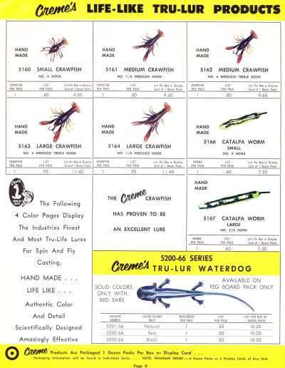 Creme Worms 1971 - Bass Fishing Archives Bass Tackle Catalogs
