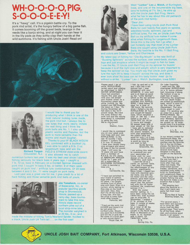 Uncle Josh 1977 Catalog - Bass Fishing Archives Bass Tackle Catalogs