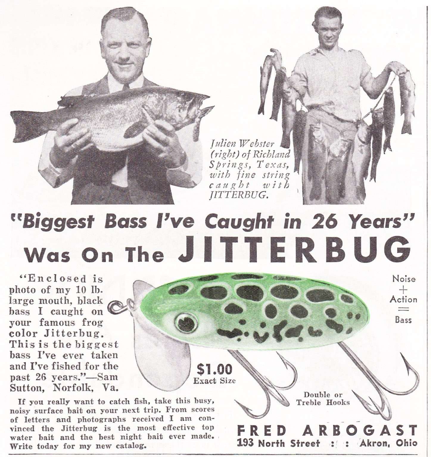More Fred Arbogast 1940s - Bass Fishing Archives Retro Ads