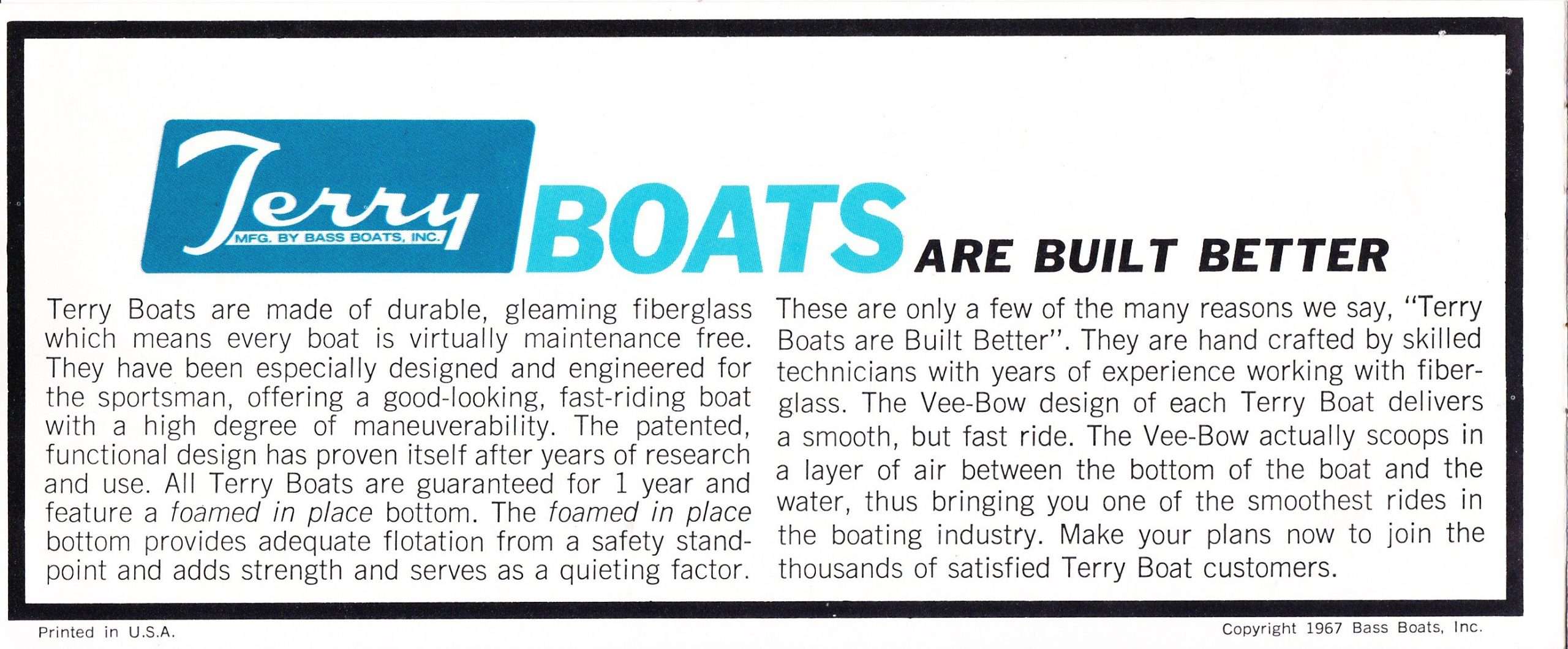 Terry Bass Boats 1967 - Bass Fishing Archives Bass Boat Catalogs