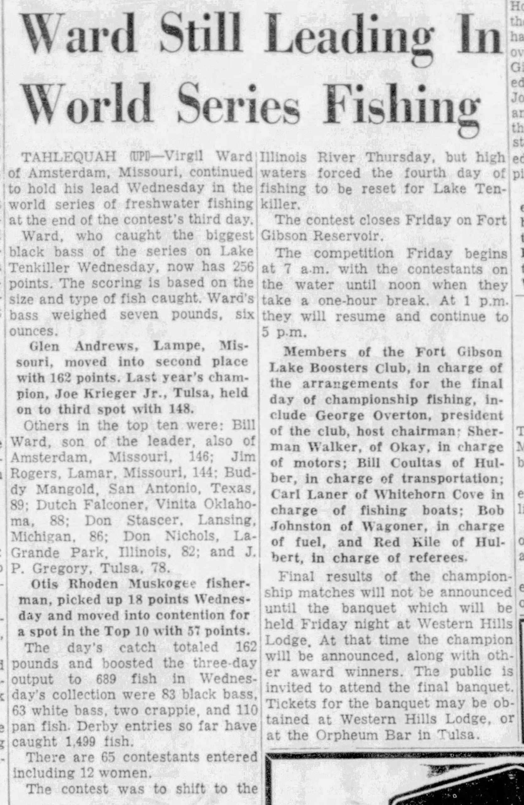 Virgil Ward 1962 Champion - Bass Fishing Archives Old Tournament ...