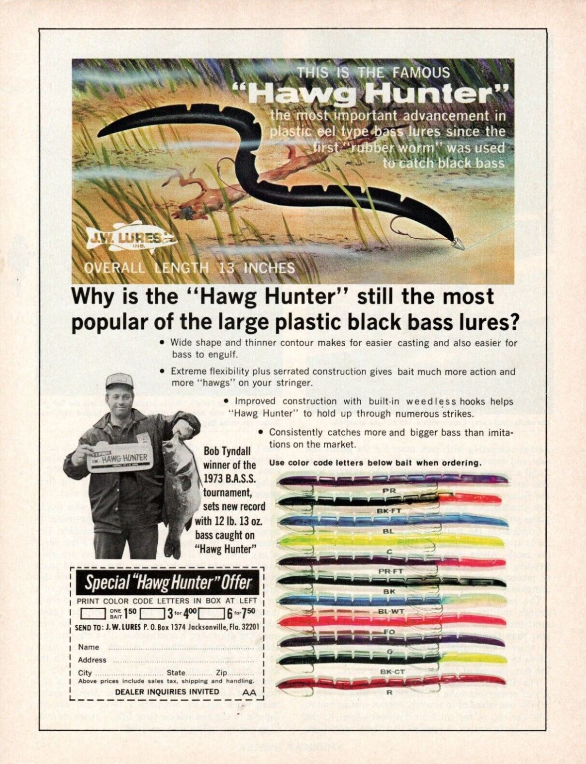 JW Lures Hawg Hunter - Bass Fishing Archives Retro Ads