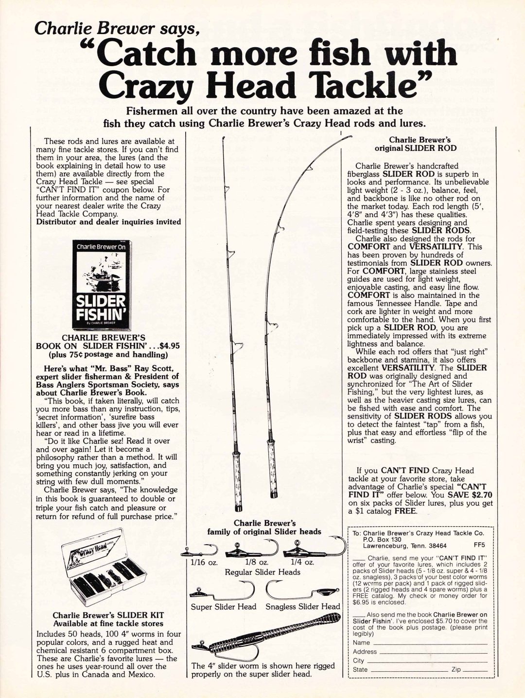 Slider Fishing 1980 - Bass Fishing Archives Retro Ads