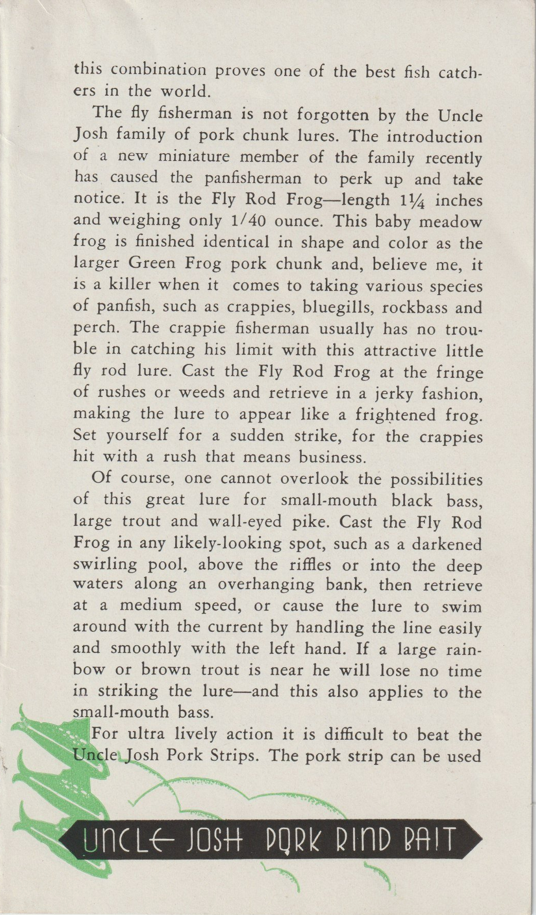 Cal Johnson Writes for Uncle Josh - Bass Fishing Archives The Writers