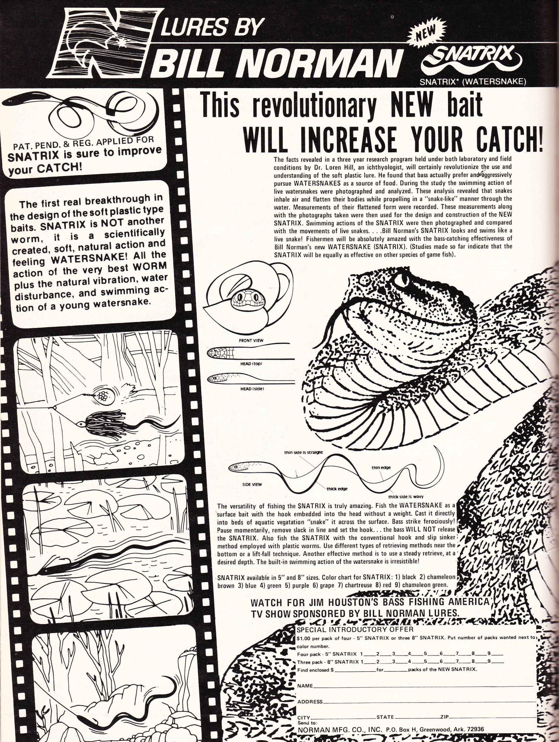 Bill Norman Lures 1977 - Bass Fishing Archives Tackle History
