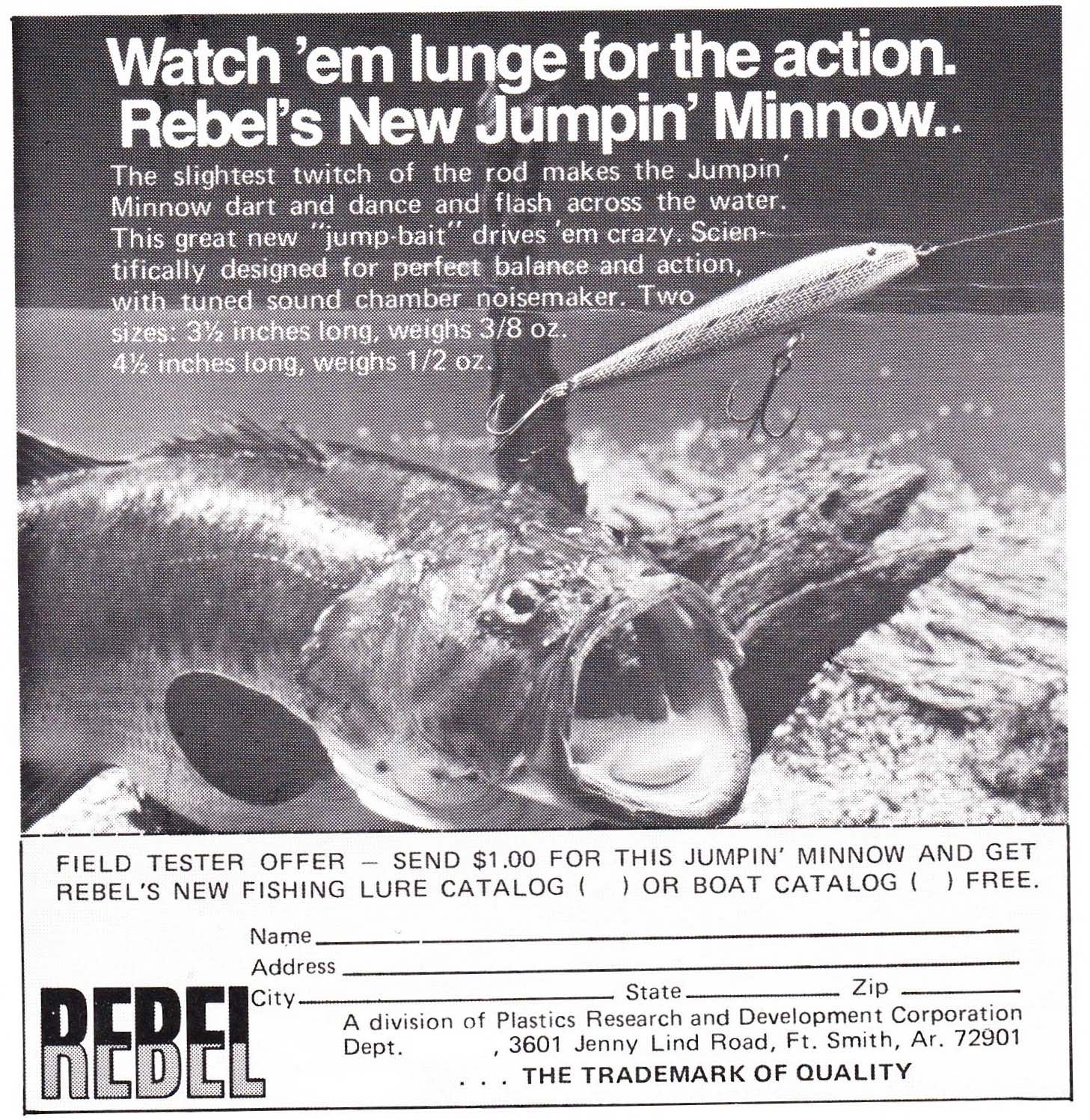 Rebel Advertisements 1977 - Bass Fishing Archives Retro Ads