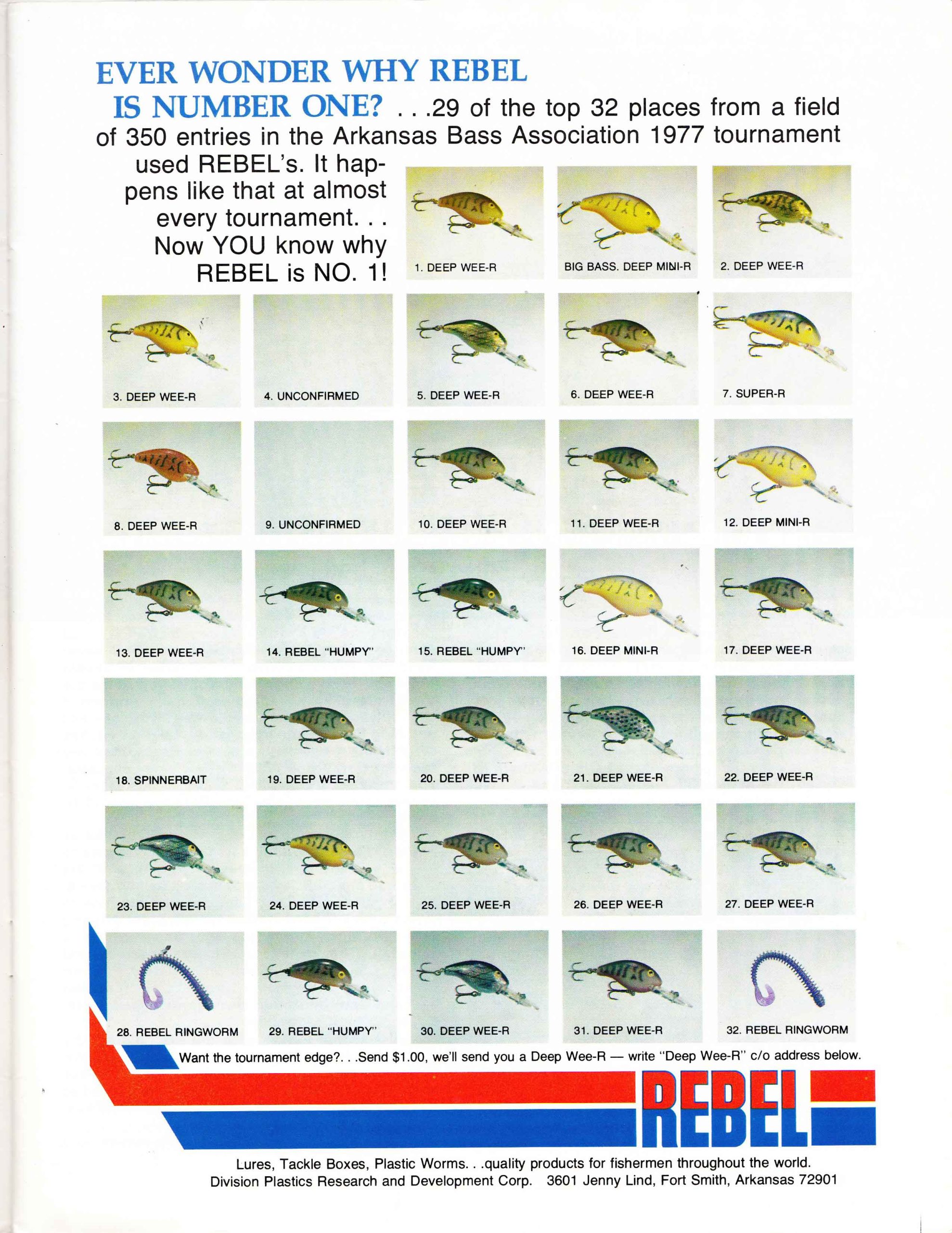 Rebel Advertisements 1977 - Bass Fishing Archives Retro Ads
