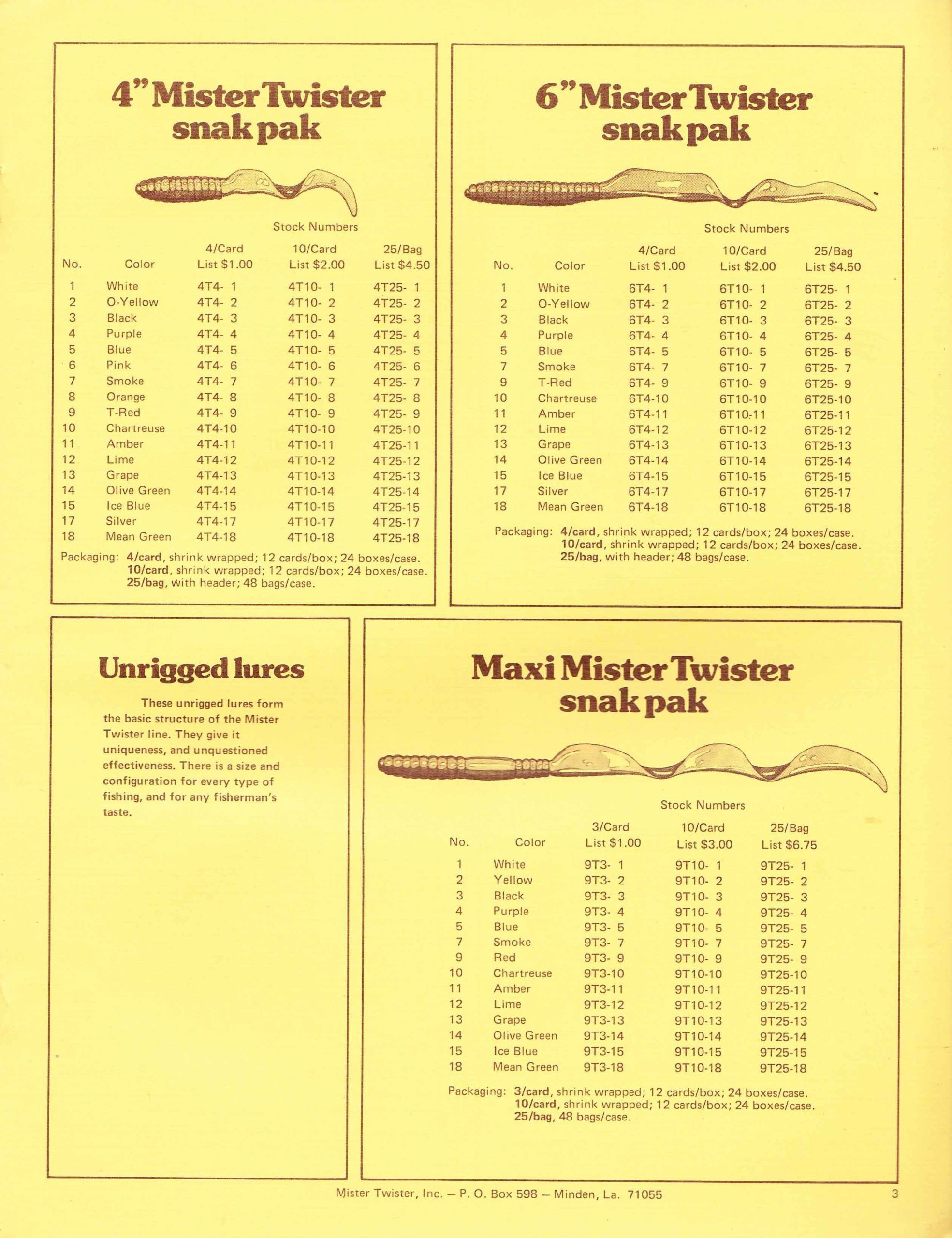Early Mister Twister - Bass Fishing Archives Bass Tackle Catalogs