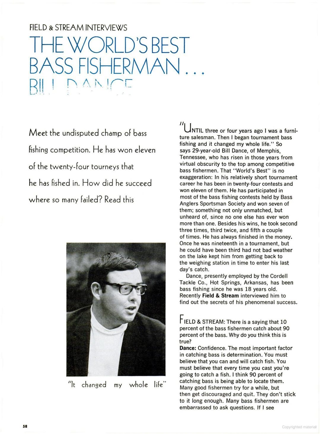 World’s Best Bass Fisherman…Bill Dance - Bass Fishing Archives Short ...