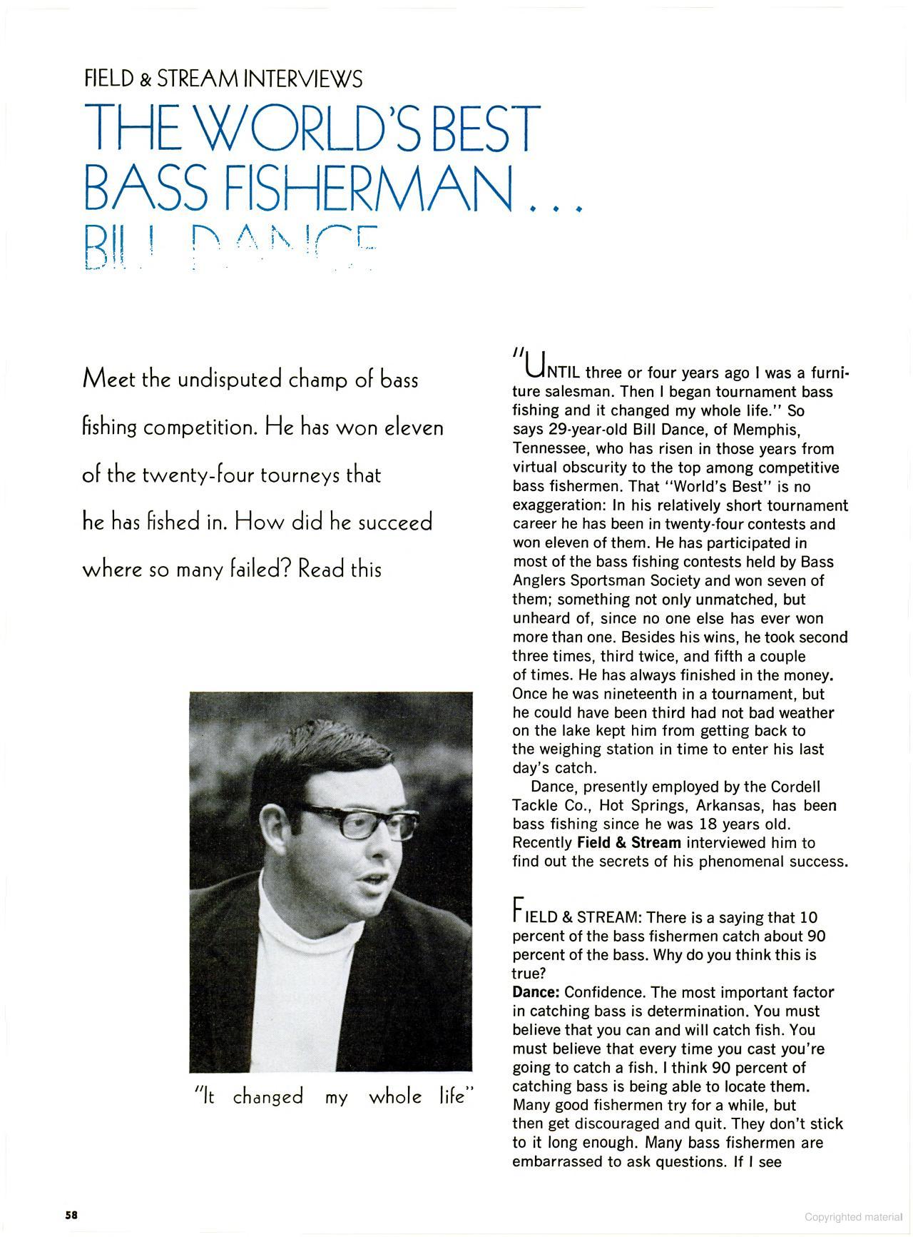 World’s Best Bass Fisherman…Bill Dance - Bass Fishing Archives Short ...