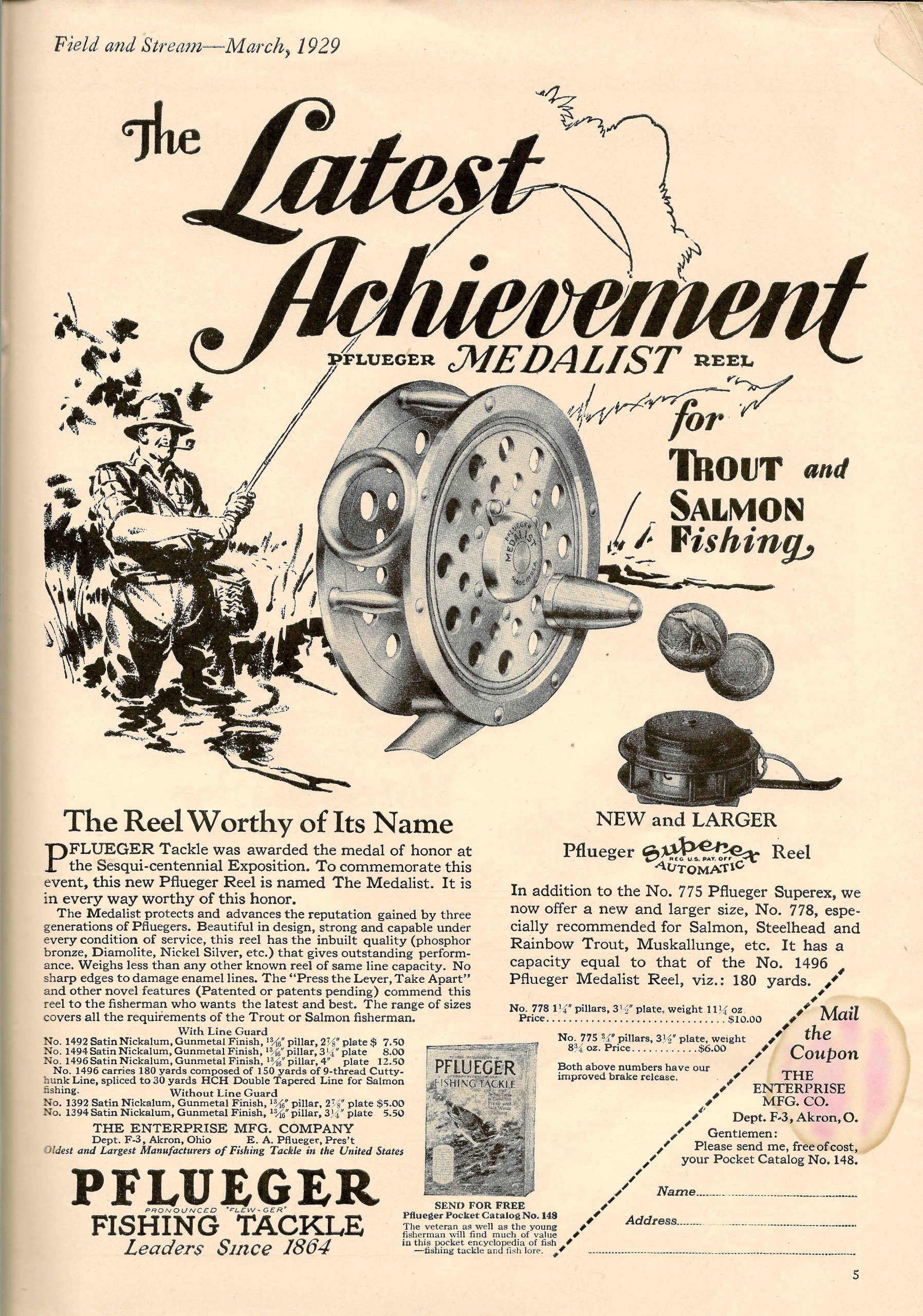 The Pflueger Medalist Fly Reel - Bass Fishing Archives Retro Ads