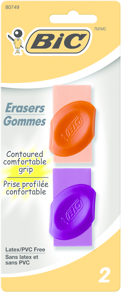 GNTC Bookstore: BIC Eraser with Grip - Asst .75x1.75in 2Pk BP