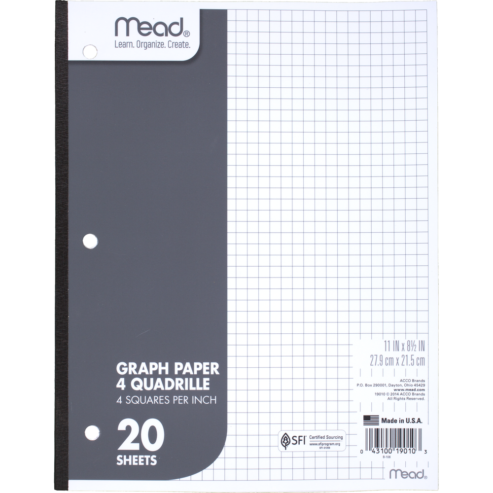 Wildcat Pride Bookstore: Mead Quadrille Graph Paper - 20 Sheets