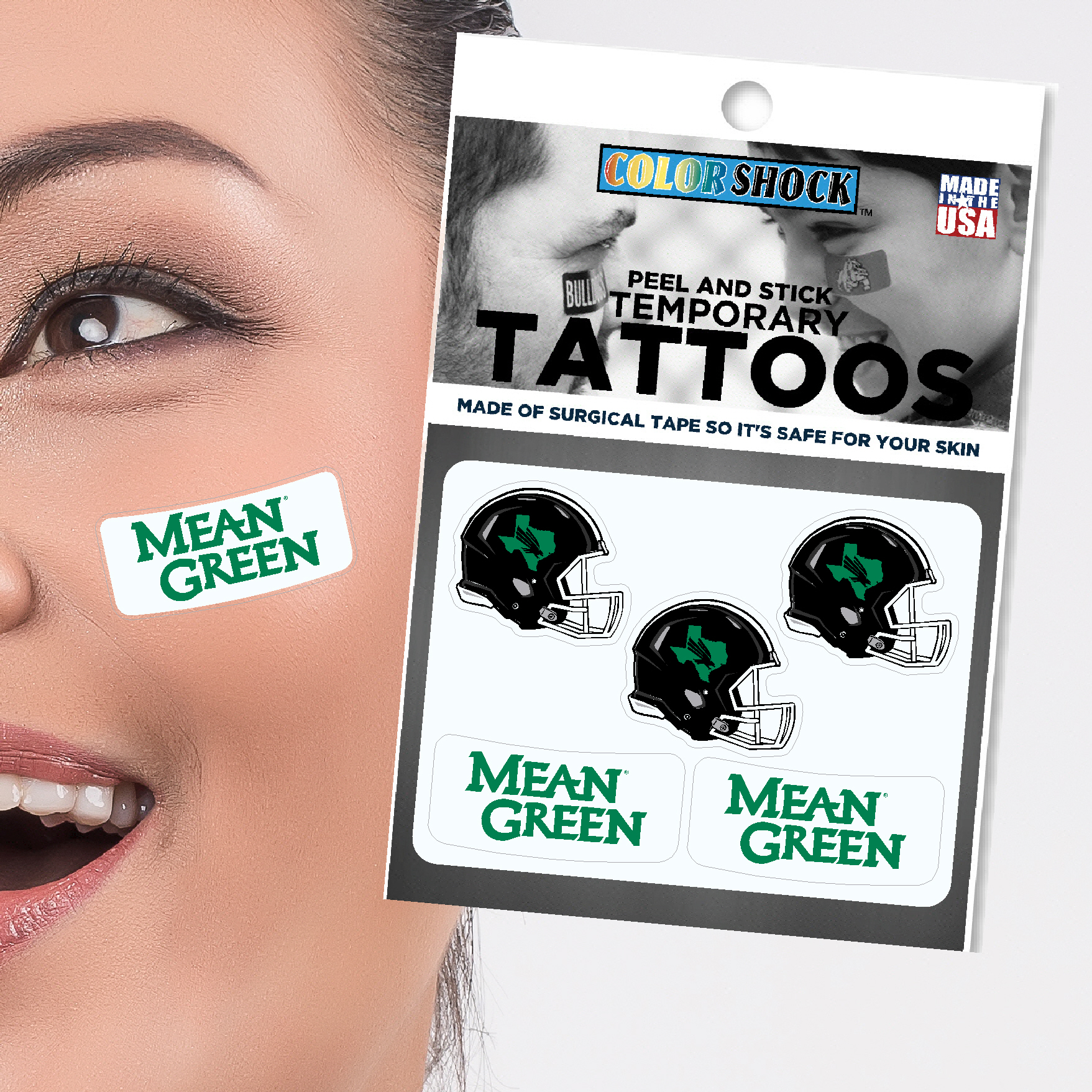UNT Stadium Store: MEAN GREEN FACE TATTOOS