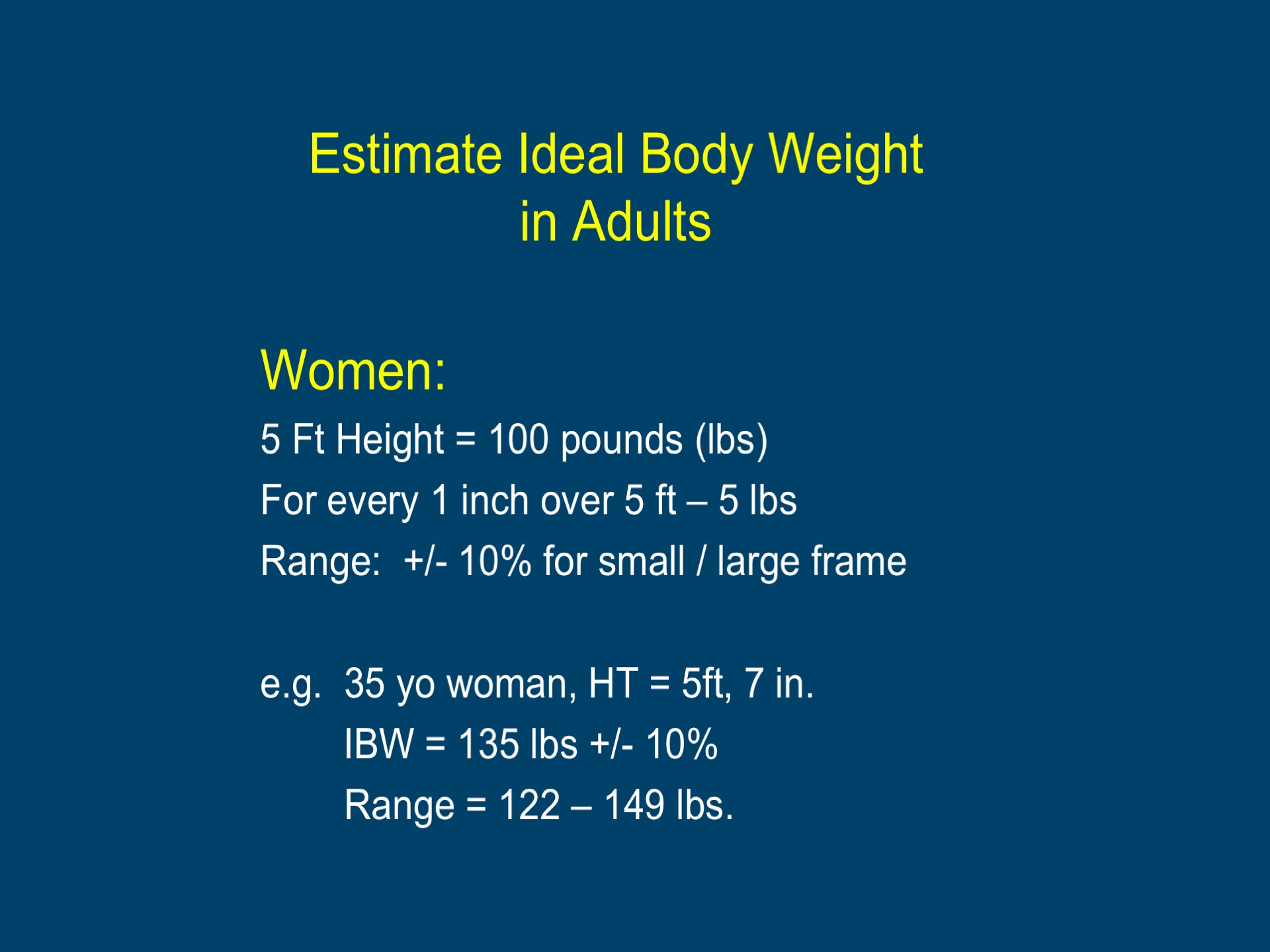 Small Frame Ideal Body Weight