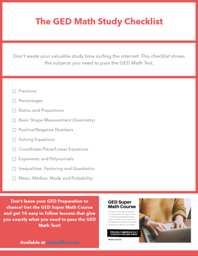 GED Math Study Checklist