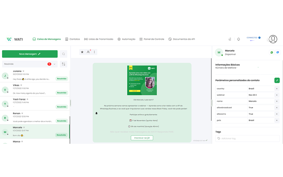 Comparação entre Visipops vs WATI - WhatsApp Business API