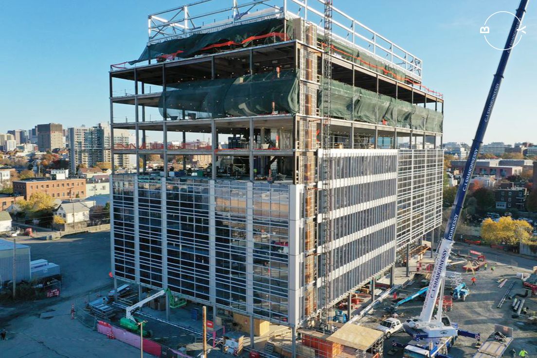 Installation of Curtain Wall Begins at Boynton Yards