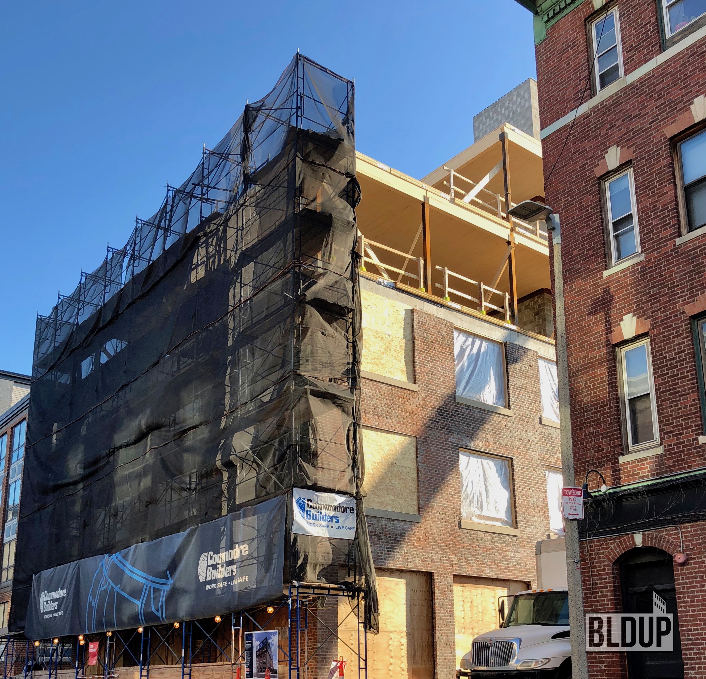Framing Going Up for Addition at 69 A St. in South Boston