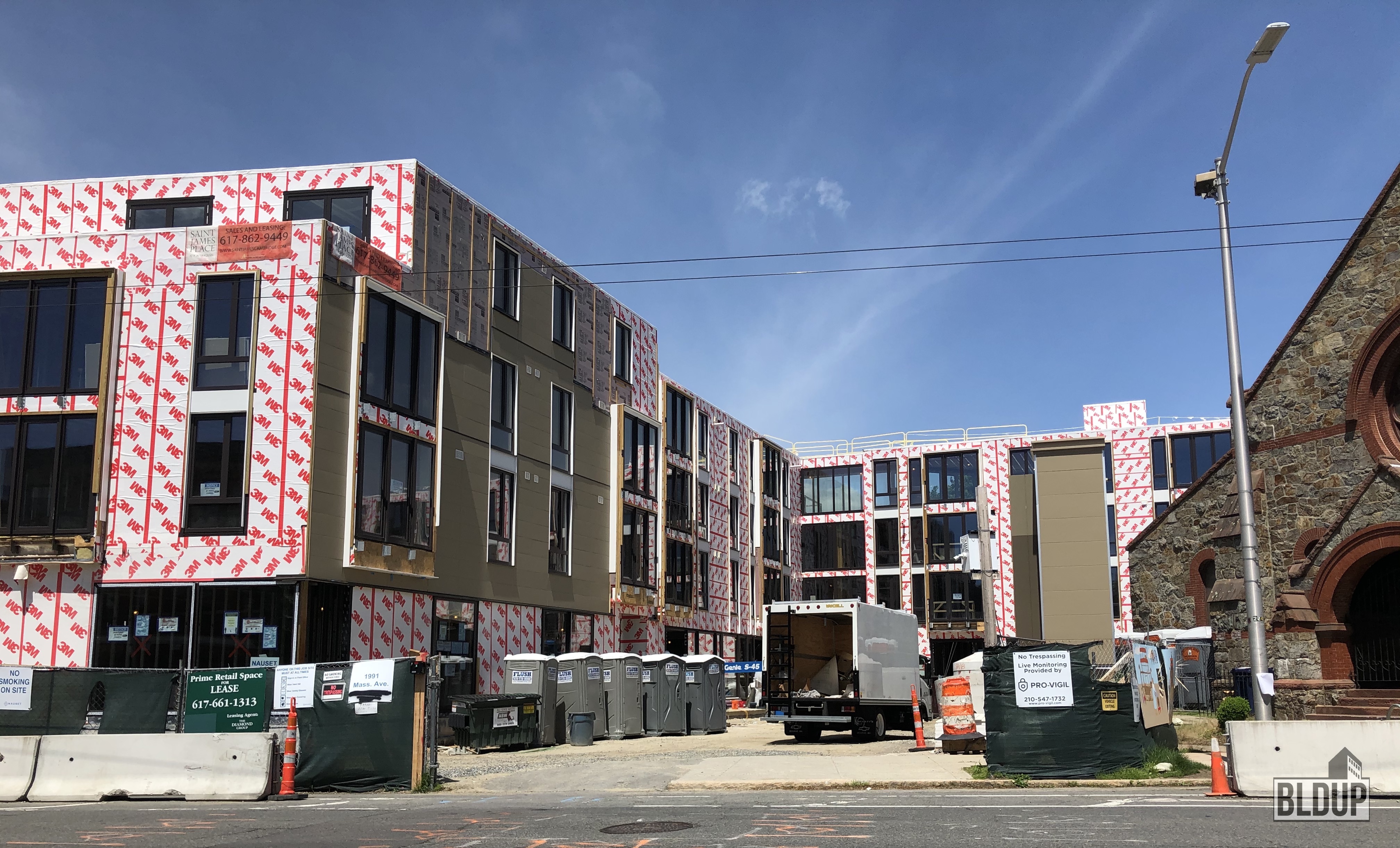 Facade Install Underway for St. James Place in Cambridge