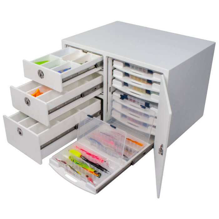 Free Standing Leaning Post Tackle Station with Drawers & Plano Storage
