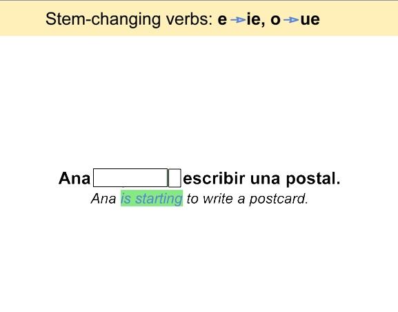 VISTA: ESTRUCTURA | 4.2 Stem-changing verbs: e –> ie, o –> ue ...