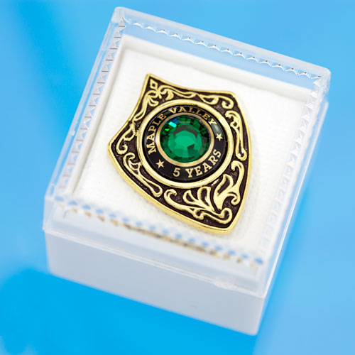 2721 Large Antiqued Shield Pin, gold • Brown Industries, Inc.