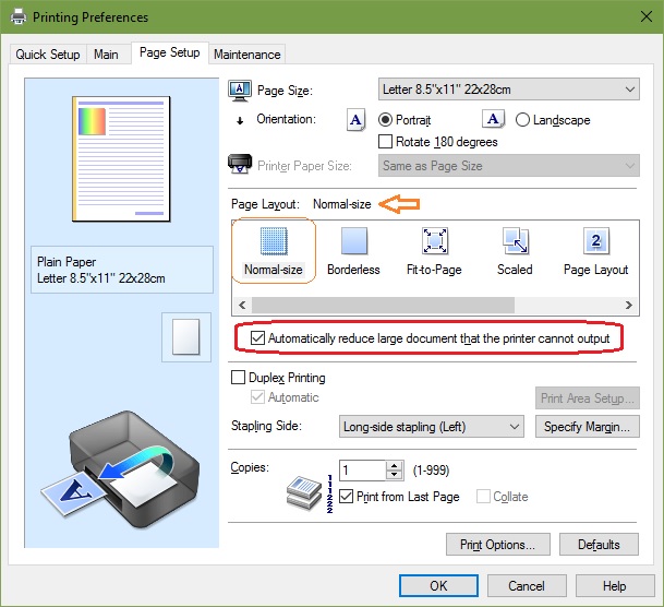 Printing Font Size Windows 10 Support