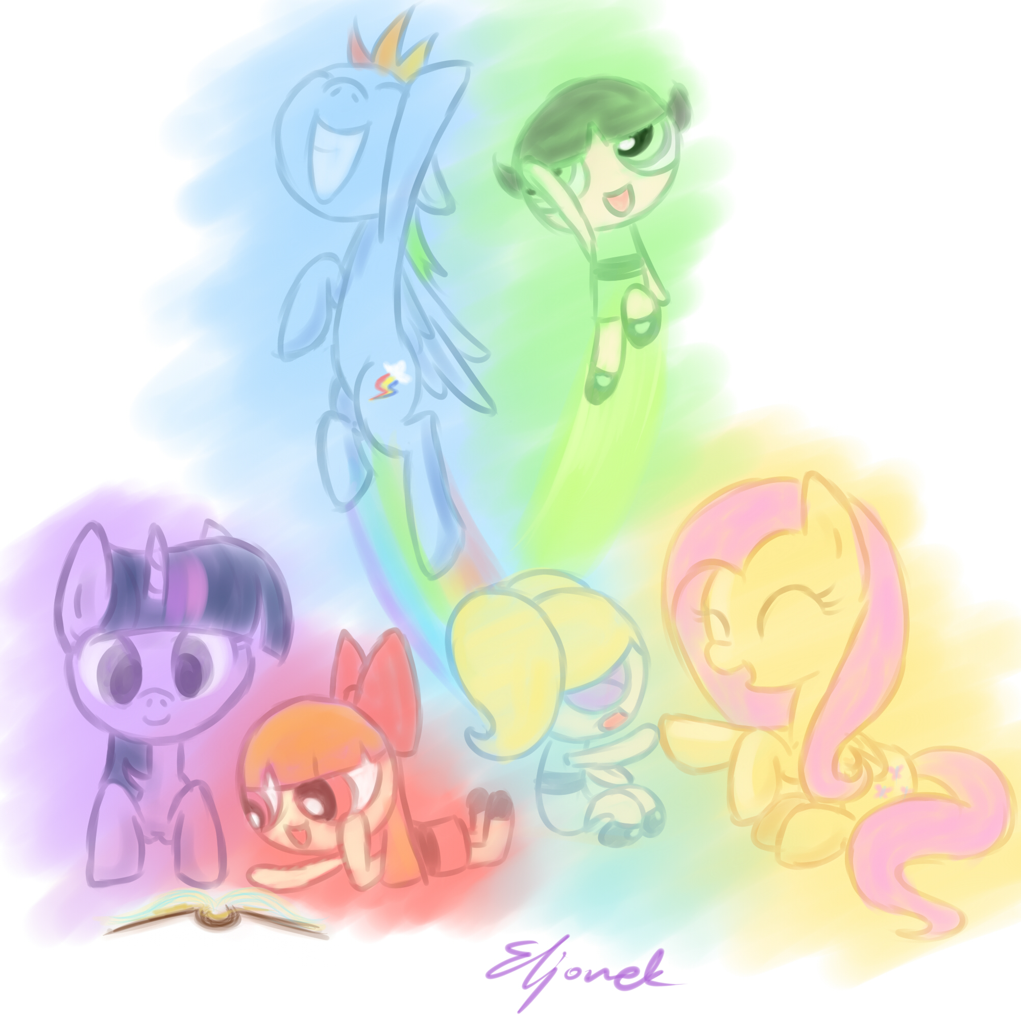blossom, bubbles, buttercup, fluttershy, rainbow dash, and others (the ...