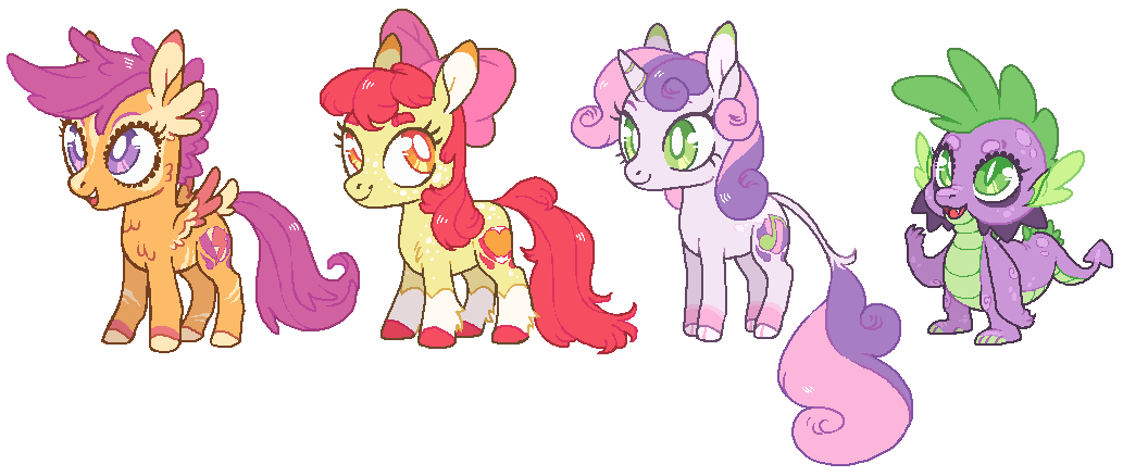 apple bloom, cutie mark crusaders, scootaloo, spike, and sweetie belle ...