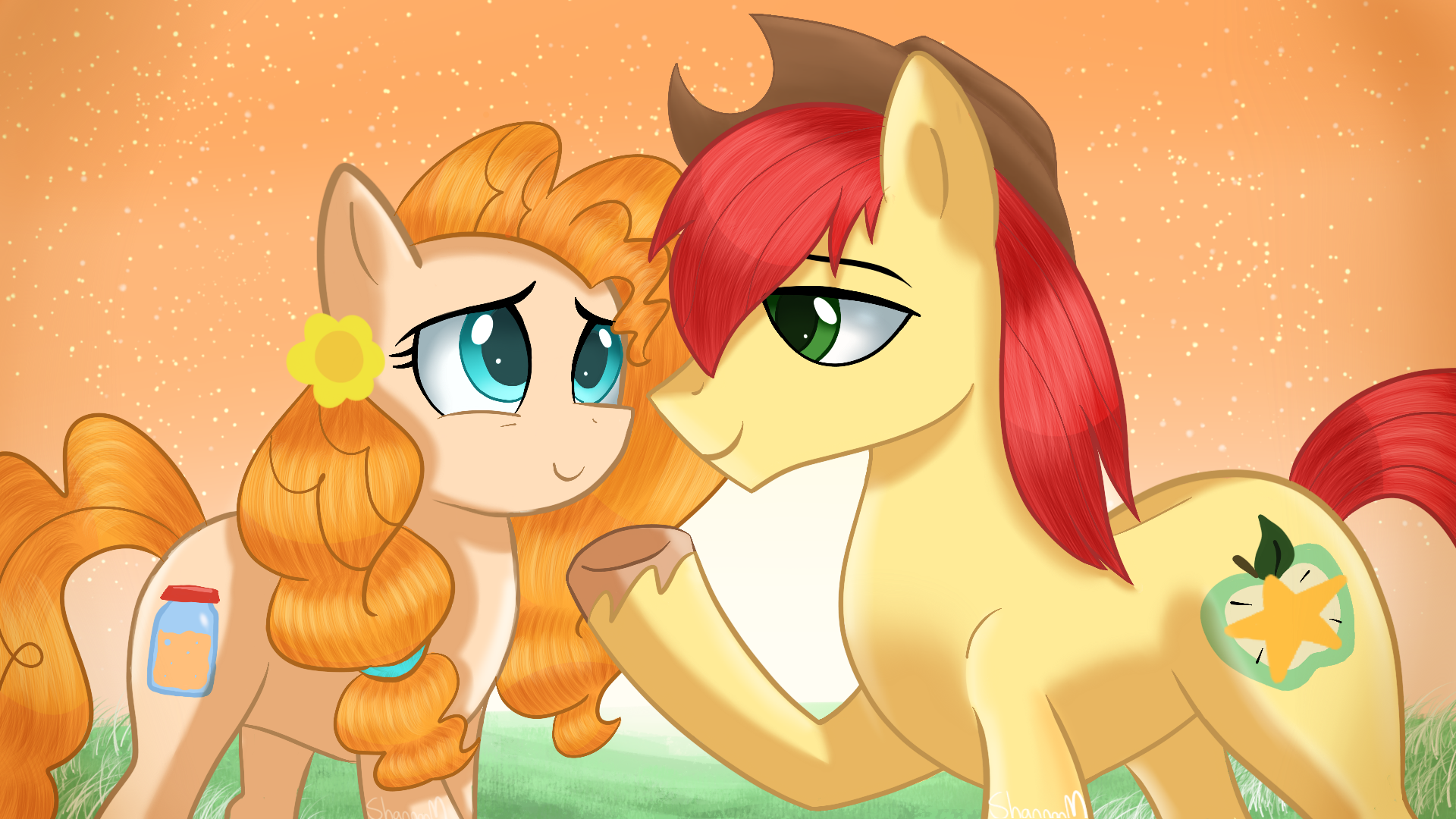 bright mac and pear butter drawn by mlp-firefox5013 - Bronibooru
