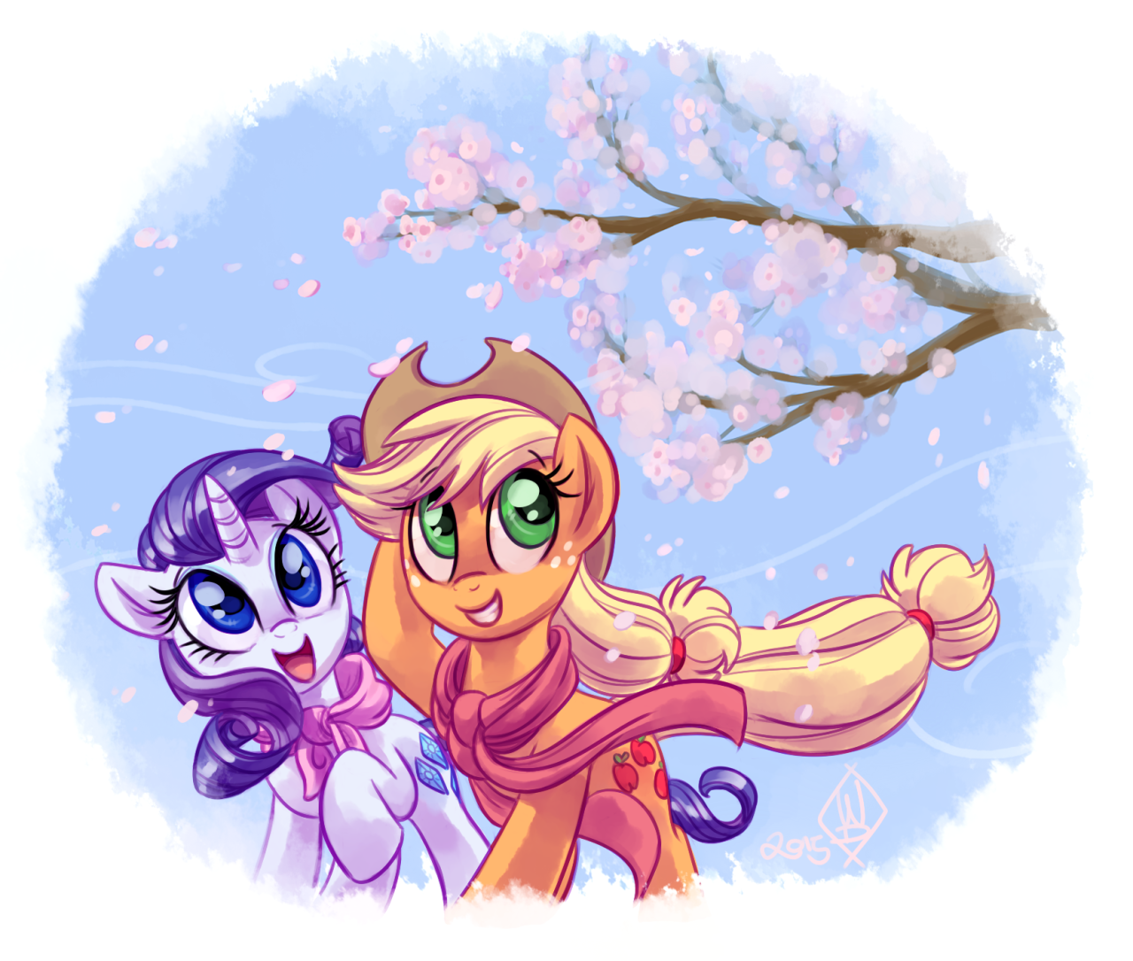 applejack and rarity drawn by rarijack-daily and whitediamonds - Bronibooru