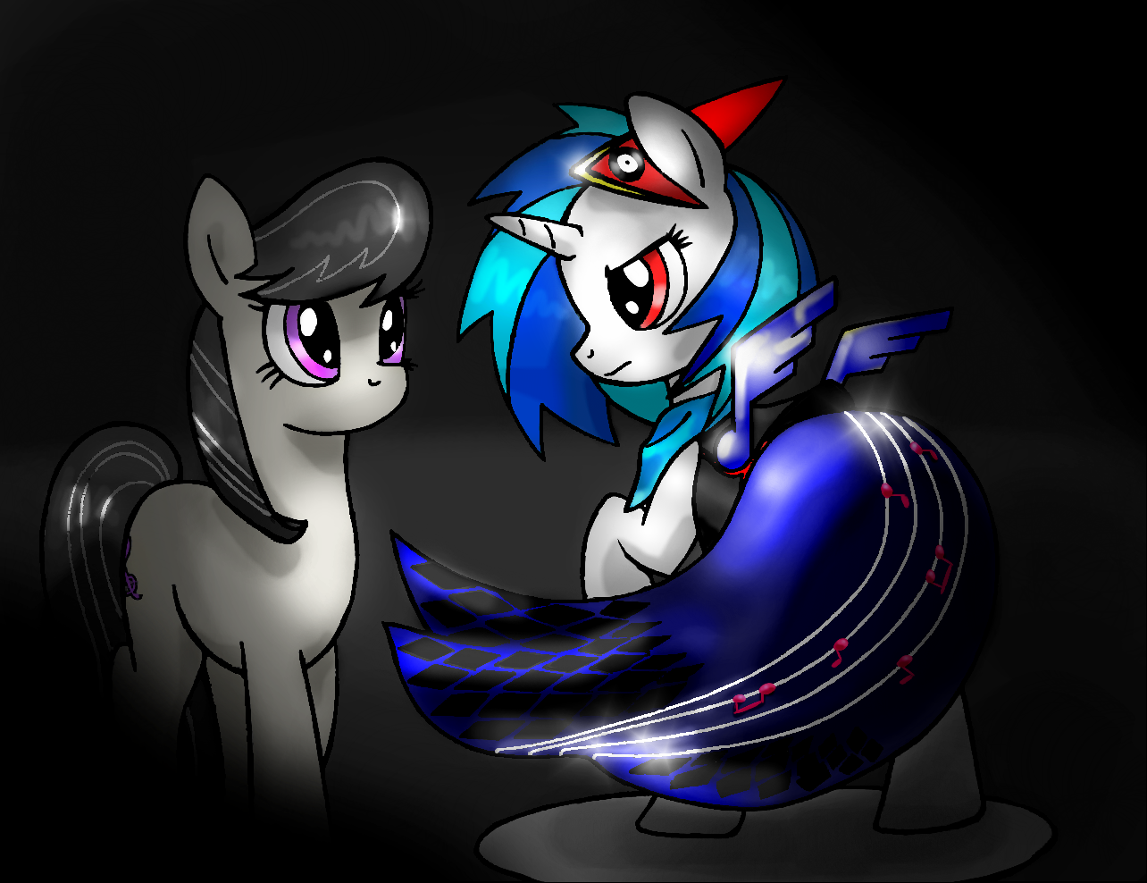 octavia melody and vinyl scratch drawn by unitoone - Bronibooru