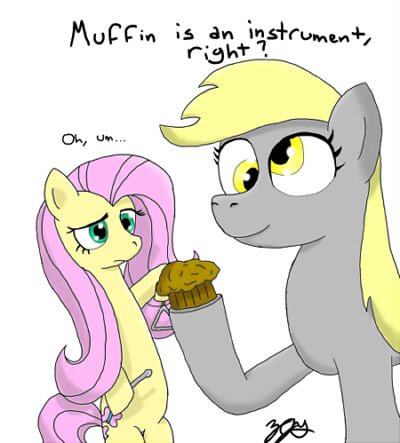 derpy hooves and fluttershy (spongebob squarepants) drawn by ...