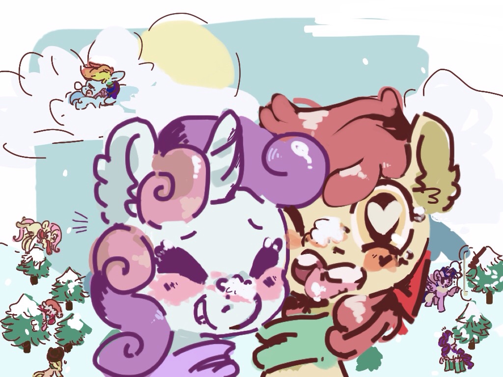 apple bloom, applejack, fluttershy, main six, pinkie pie, and others ...