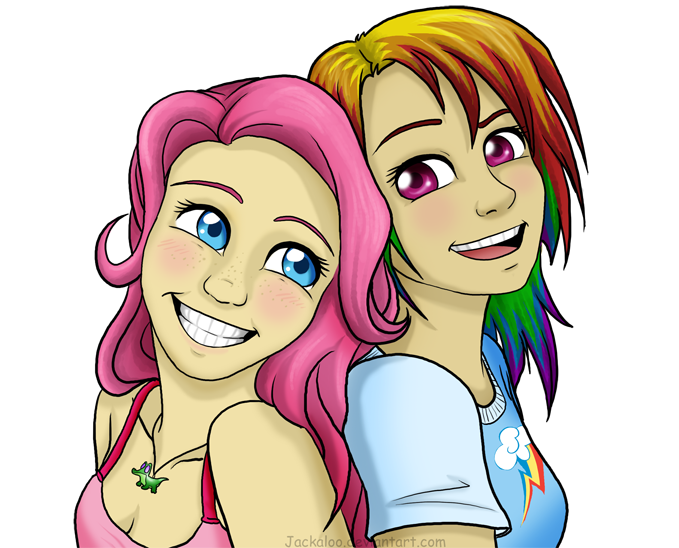 pinkie pie and rainbow dash drawn by jackaloo - Bronibooru
