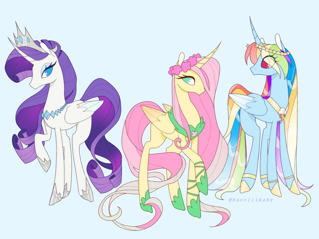 fluttershy, rainbow dash, and rarity drawn by bunniiibabe - Bronibooru