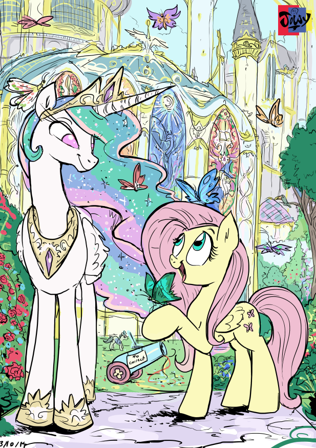 fluttershy and princess celestia drawn by jowybean - Bronibooru
