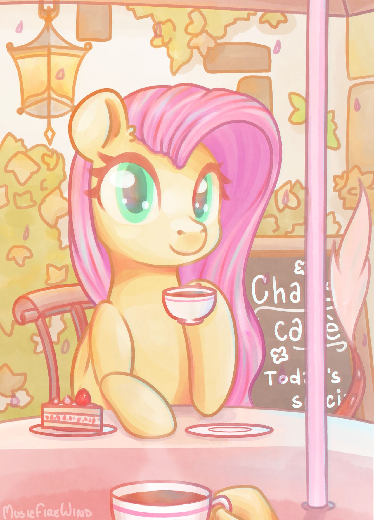 discord and fluttershy drawn by musicfirewind - Bronibooru