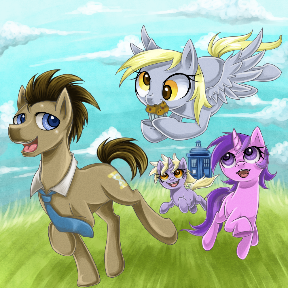 amethyst star, derpy hooves, dinky hooves, and time turner drawn by ...