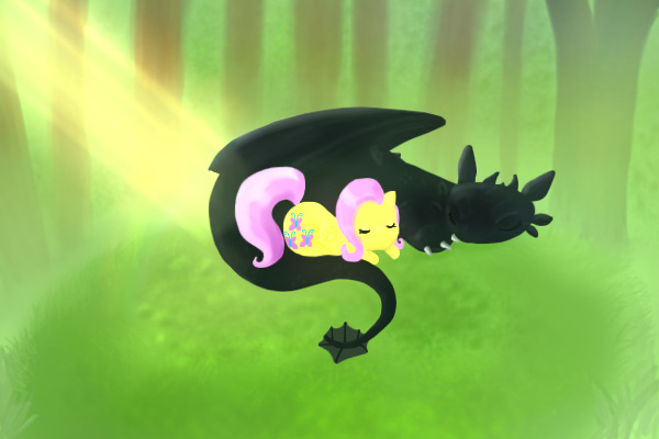 fluttershy and toothless (how to train your dragon) drawn by ...