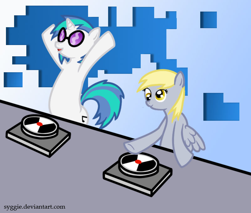 derpy hooves and vinyl scratch (nintendo and rhythm heaven) drawn by ...