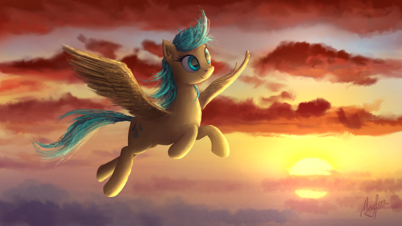 background ponies and sunshower raindrops drawn by magfen - Bronibooru