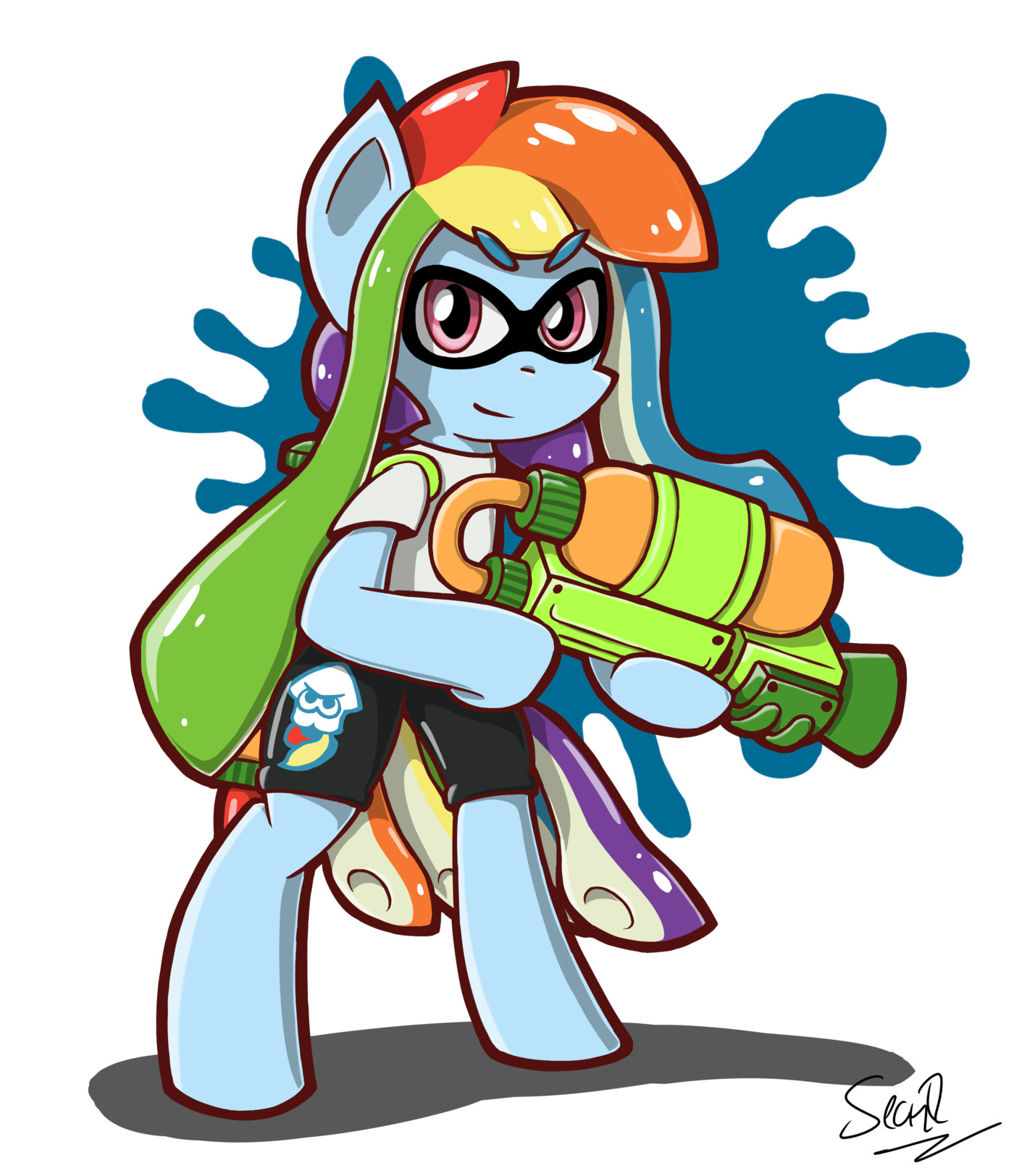rainbow dash (splatoon) drawn by sheandog - Bronibooru