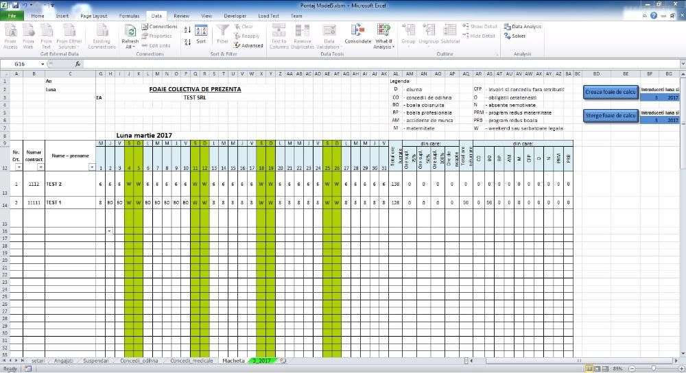 Pontaj Si Analiza Personal In Excel Conectate La Baze Date REVISAL