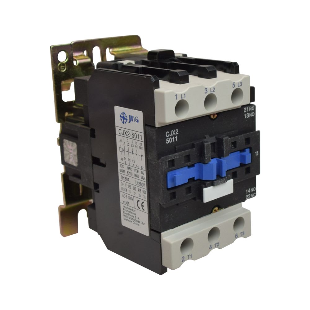 CONTACTOR 50A (AC3) 80A (AC1) 690V 3P 1NA+1NC 220VAC CJX2-D50M660HZ JNG | Aragcu Perú SAC